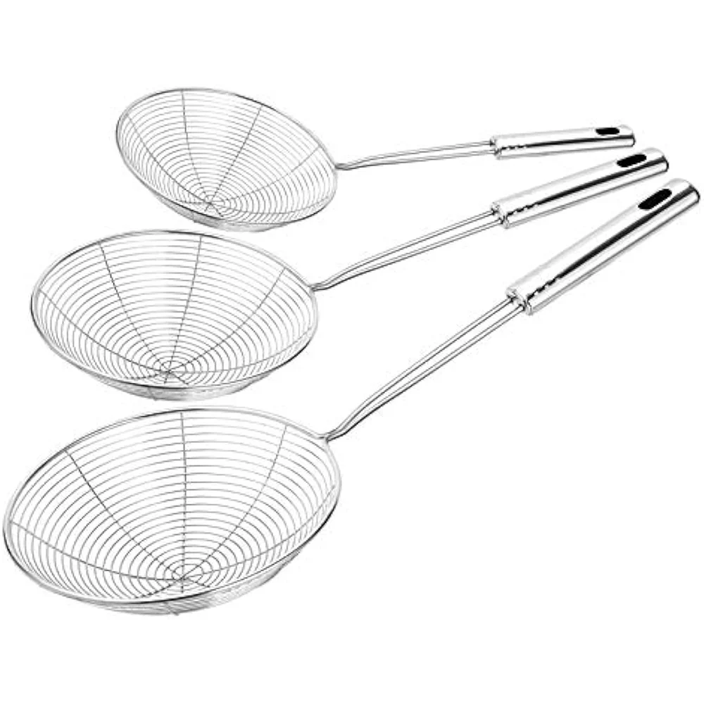 4 Sizes Stainless Steel Spider Strainer Ladle Kitchen Pasta Skimmer ...