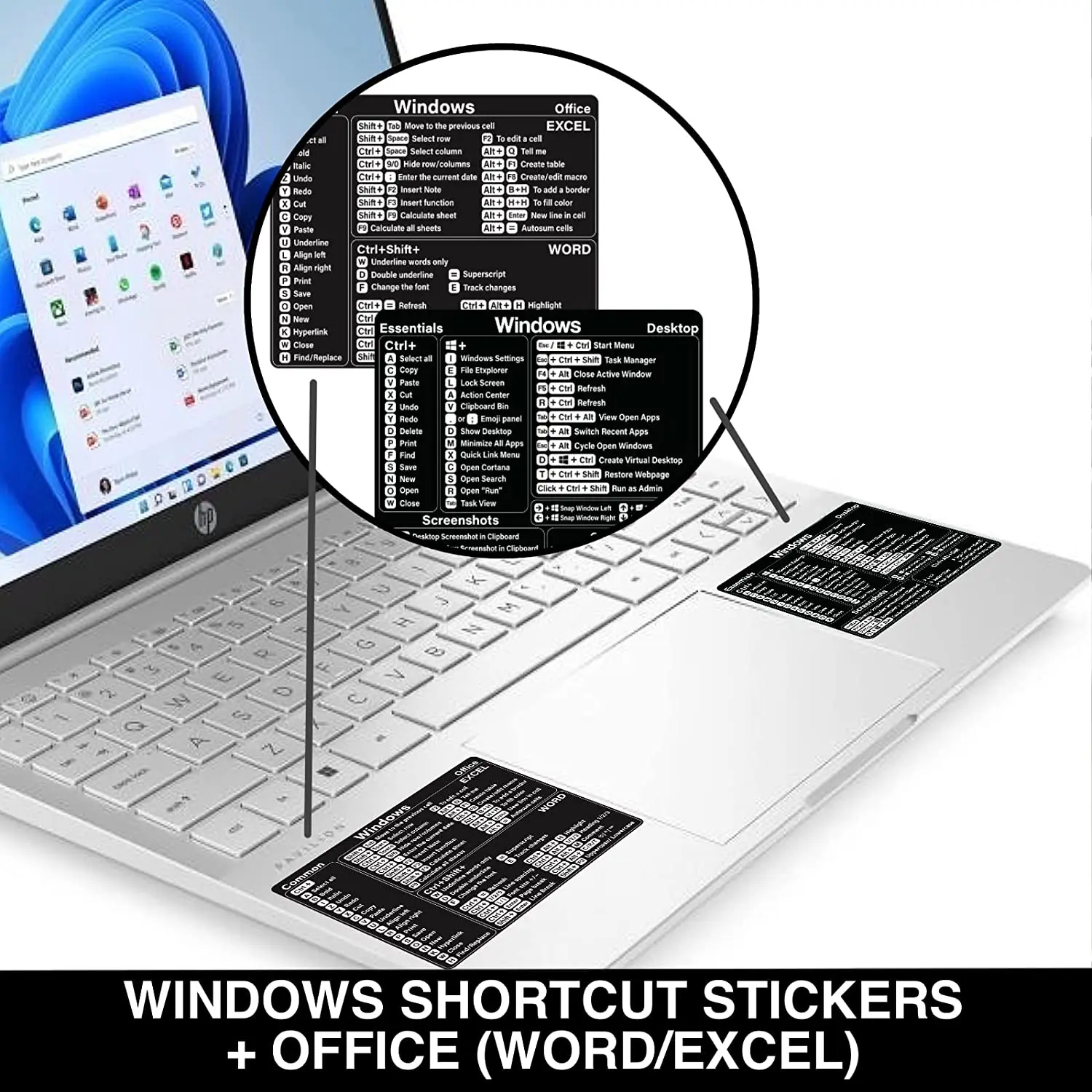 Windows Shortcuts Sticker - Durable Vinyl Keyboard Cheat Sheet