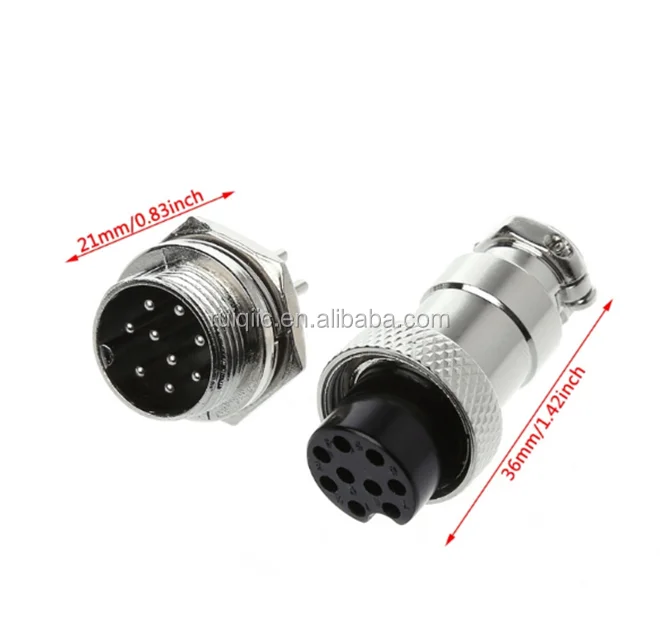 Aviation Plug Socket - Circular Connector 8/9-Pin 16mm