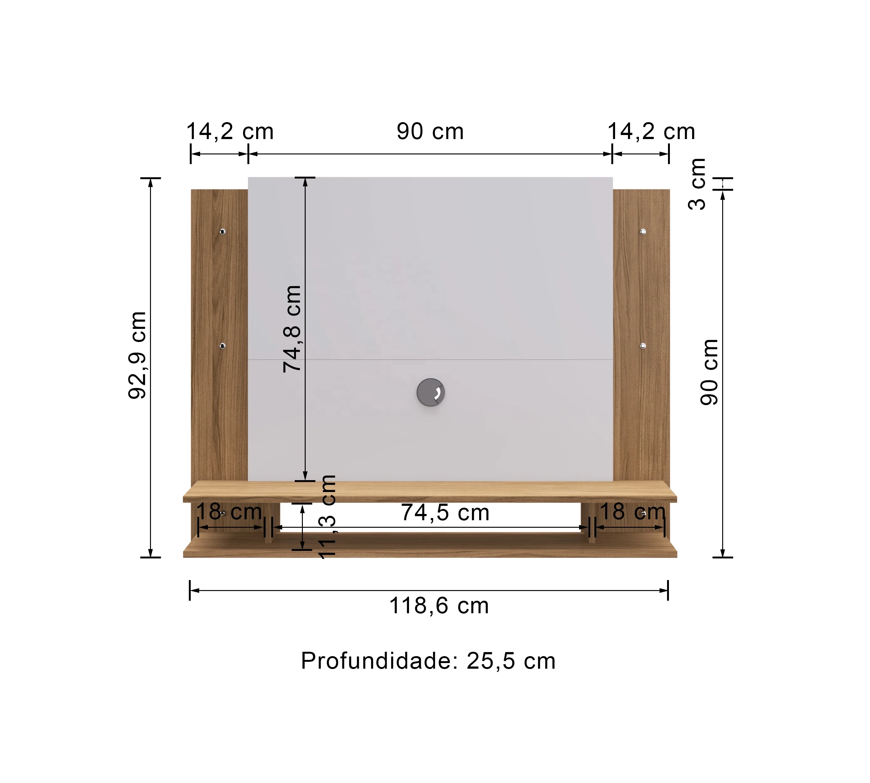 Modern Style Tv Panel Janaina With Shelves Wooden Home Living Room ...
