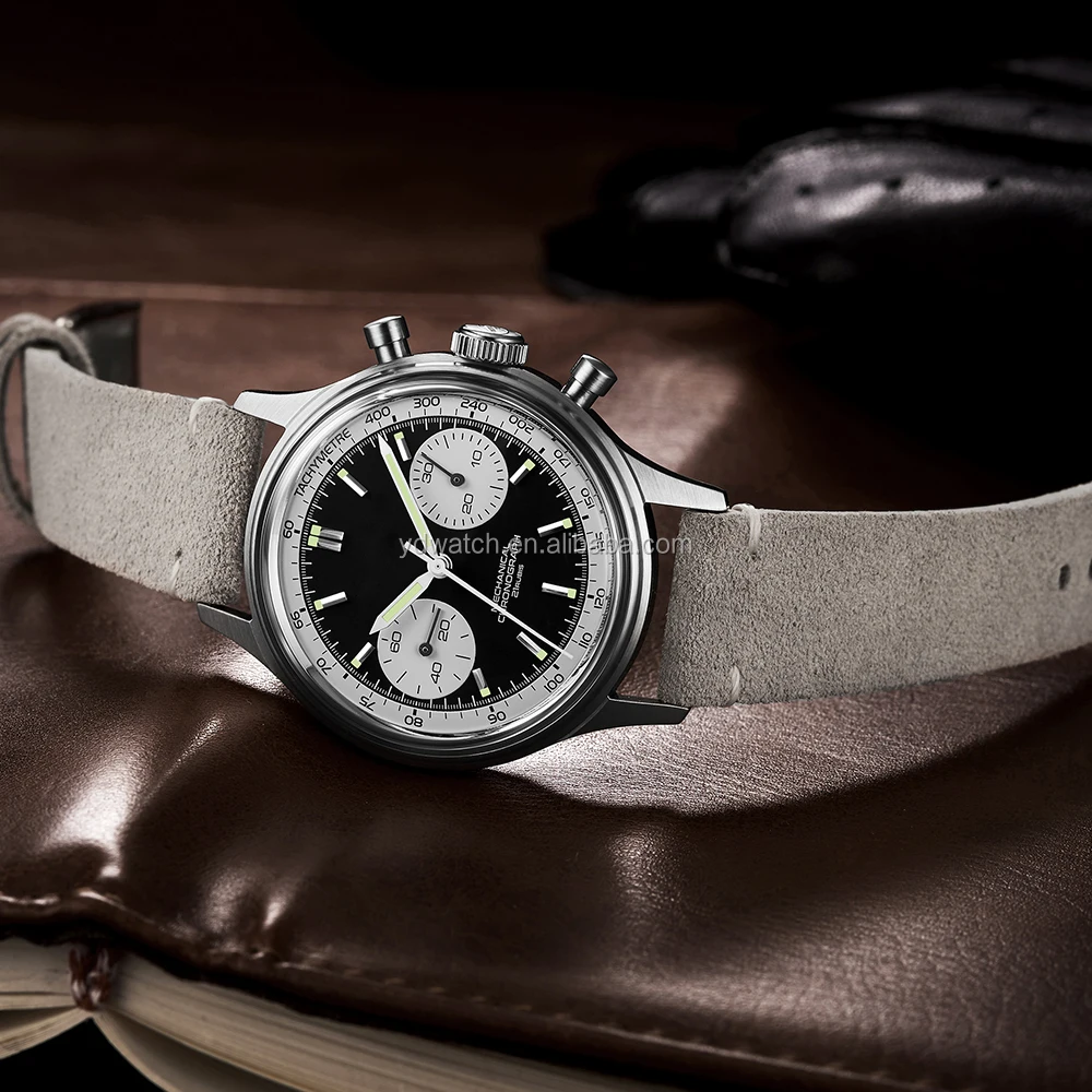 Vintage Style Panda Color Mechanical Chronograph Watch