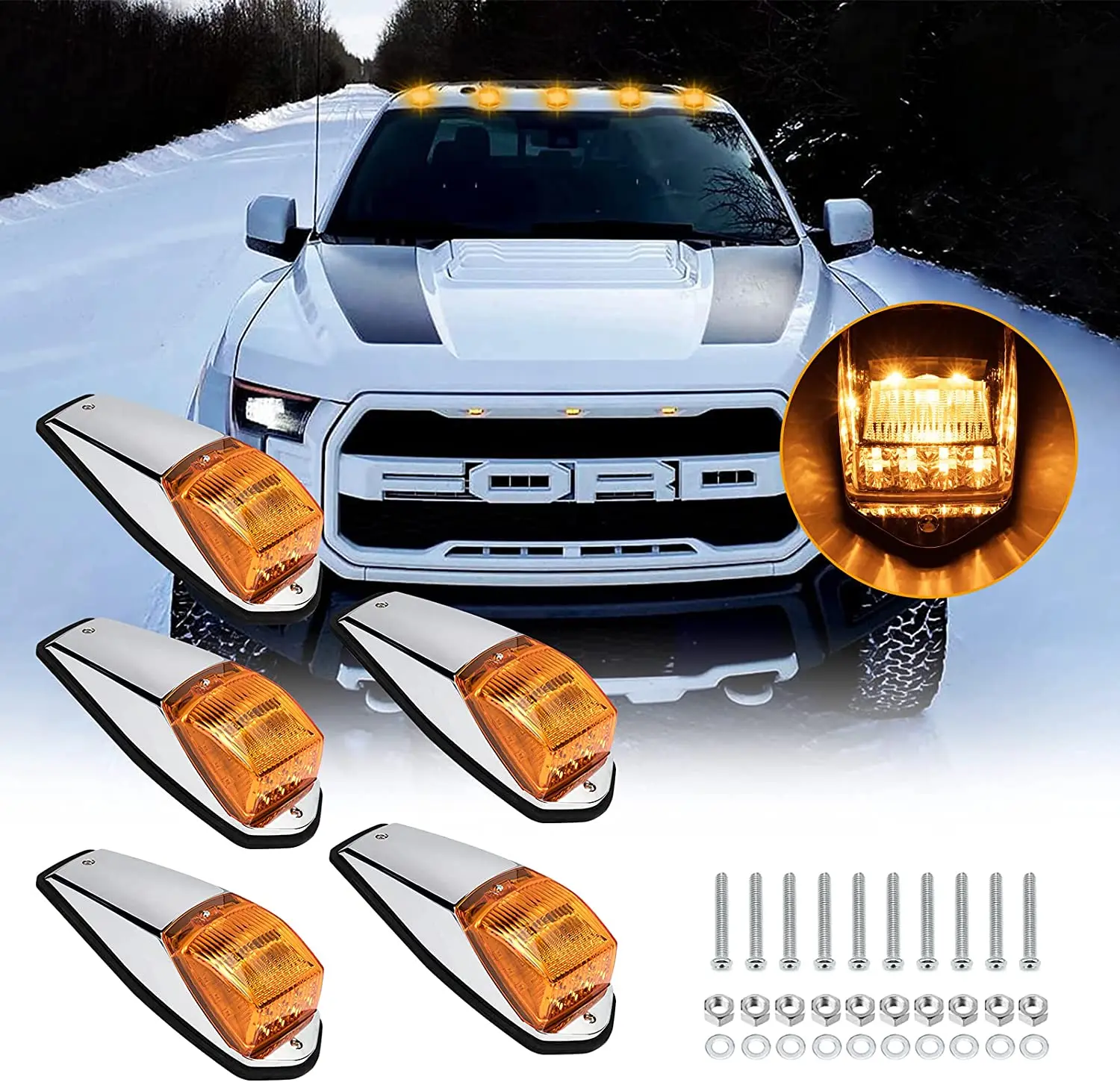 Ycloud Truck Cab Marker Lights - Durable & Bright Amber Leds