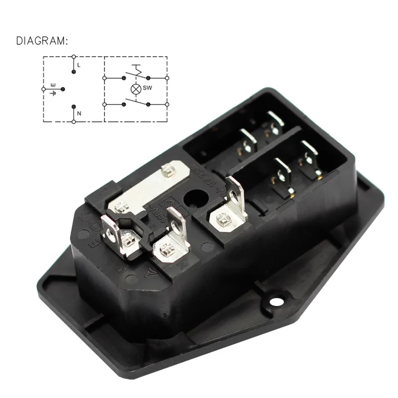 Iec320 C14 Electrical Switches Fuse Socket Outlet With Red Lamp Rocker ...