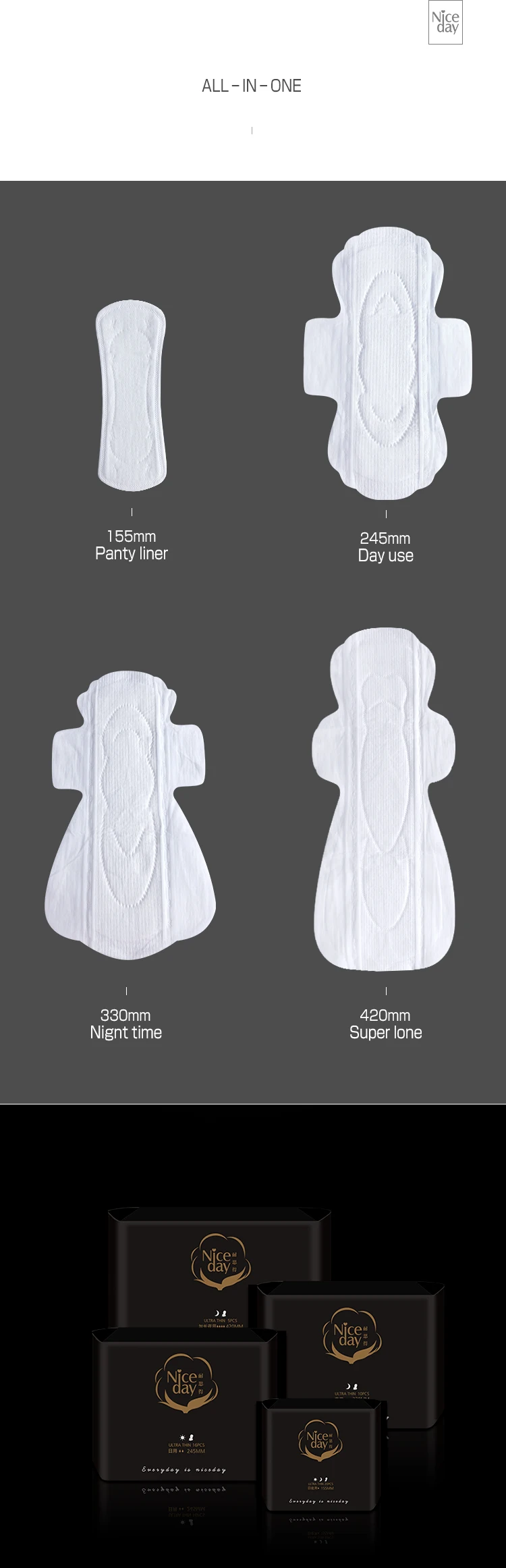 Niceday Disposable Natural Organic Sanitary Pads Lady Cotton Sanitary ...