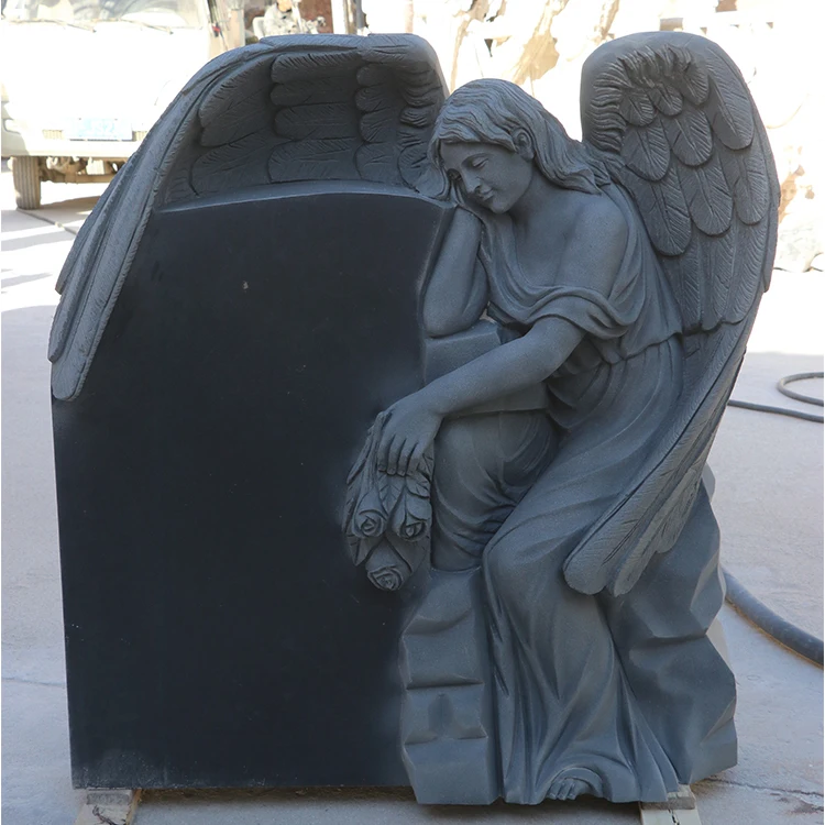 Outdoor Marble Weeping Angel Headstone Monument - YOUFINE
