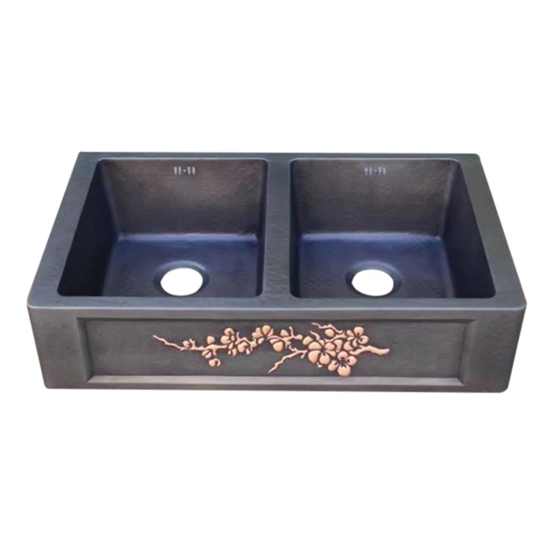 Handmade Oil Rubbed Bronze Patina Copper Kitchen Sink