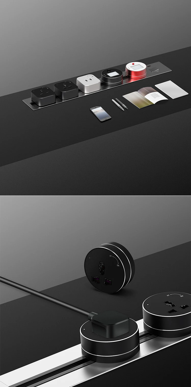 Eurob Electrical Kitchen Worktop Sockets - Mobile Power Track with USB