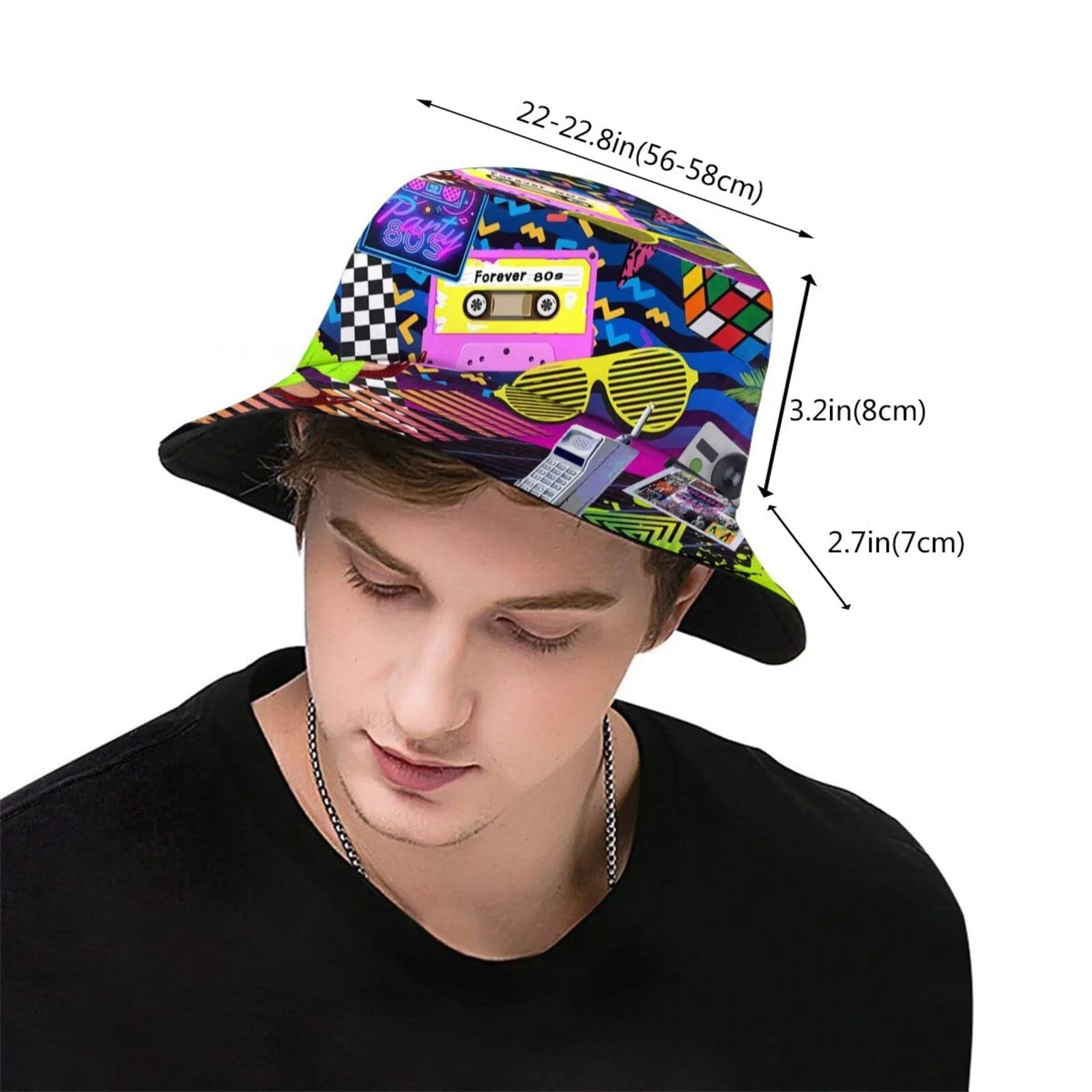 Fashion Retro 80s 90s Bucket Hat For Men Women Funny Summer Beach ...