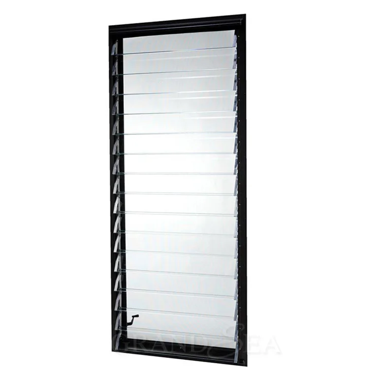 Black Aluminum Frame Glass Jalousie Louver Windows - Durable Thermal ...