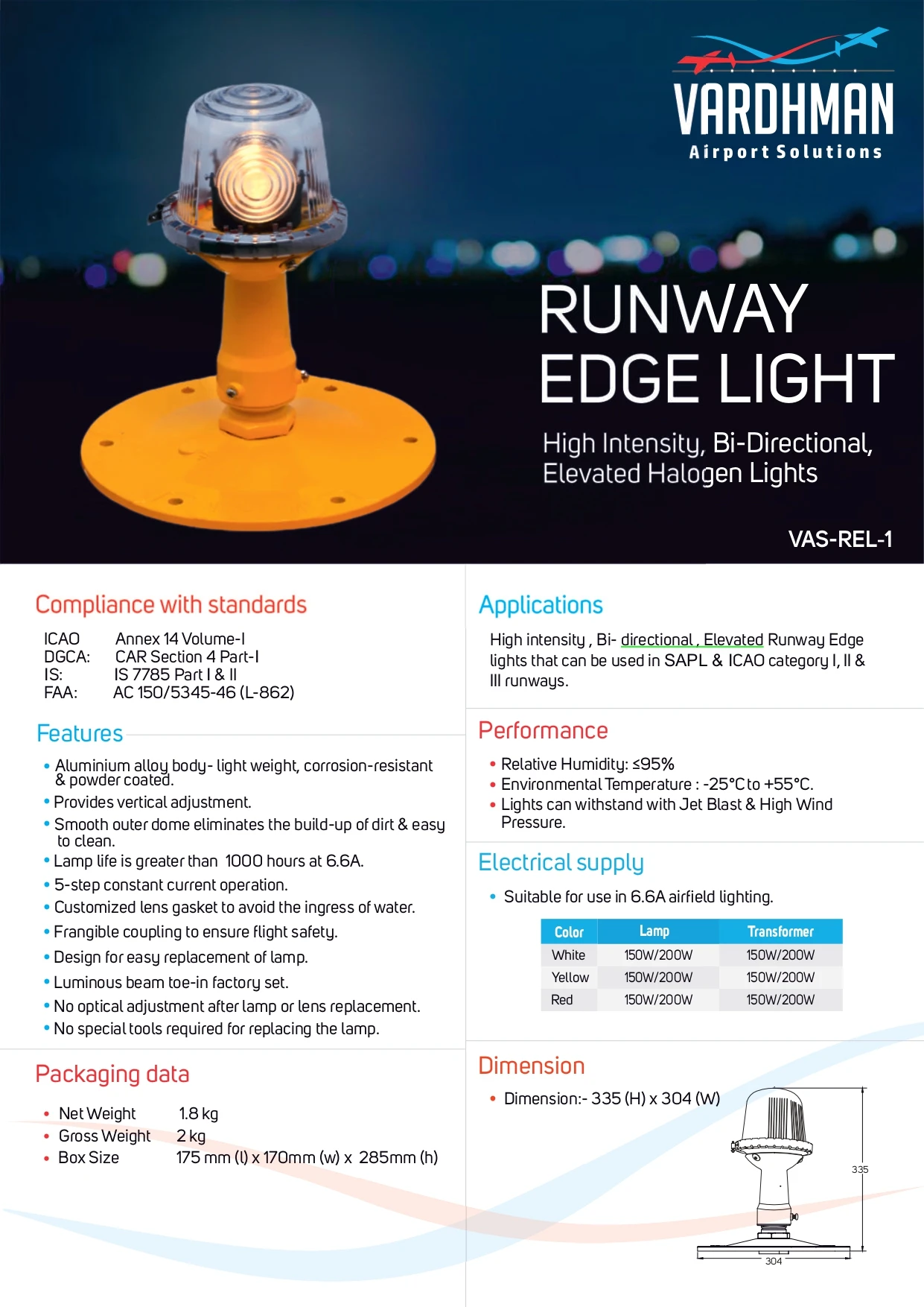 High Intensity Bidirectional Elevated Halogen Runway Edge Light ICAO ...