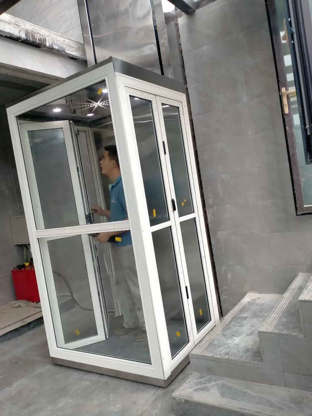 No Shaft Pneumatic Luxury Mini House Lift 2 Floor Small 2 Person ...