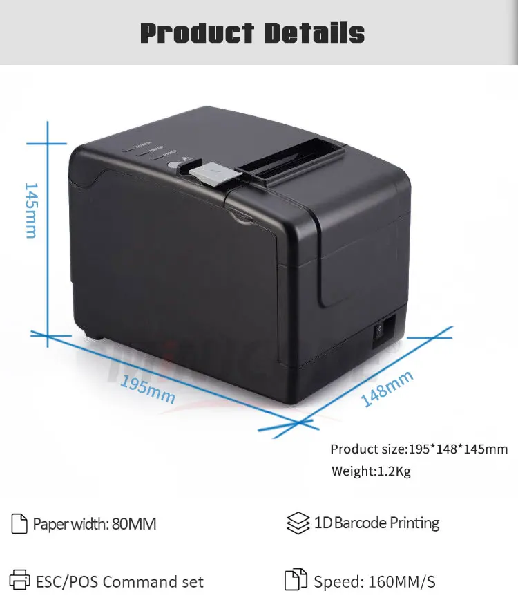 Mj8090 80mm Desktop Impresora Thermal Receipt Printer With Usb/rs232/bt ...