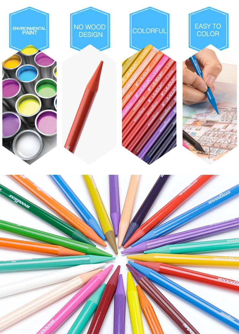 Art Supplier Premium Drawing Colouring Pencil Woodless Colored Pencil ...