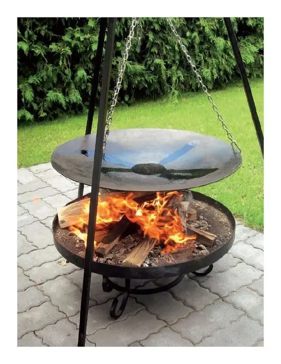 Custom Steel Fire Pit - Large Hanging Cauldron Fire Bowl