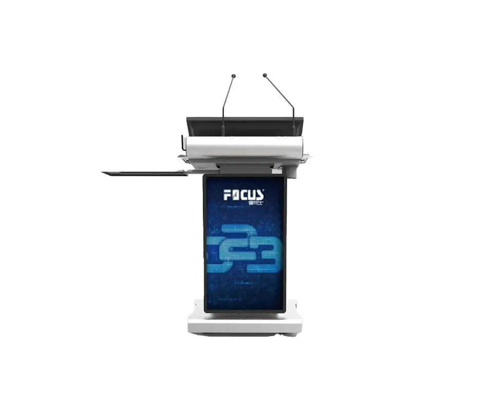 Electric Height-Adjustable Podium with Dual LCD Screens