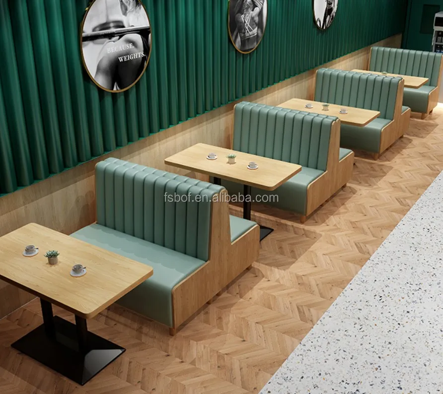 Customize Wooden Restaurant Booth Seating with Tables