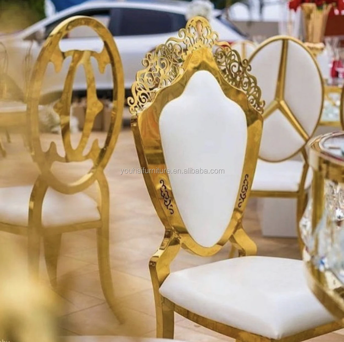 New Design Luxury Dining Chair Stainless Steel Gold Wedding Chairs For ...