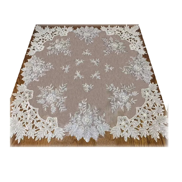 Hand Beaded Embroidery Tablecloth Lace Table Cloth Embroidery Bead ...