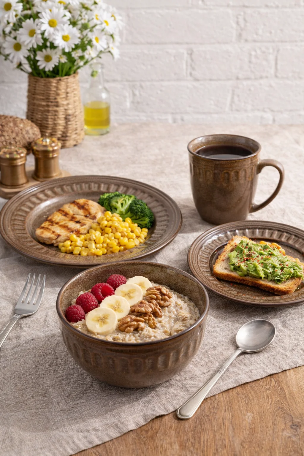 Guangda 16-Piece Brown Embossed Classic Stoneware Dinnerware Set ...