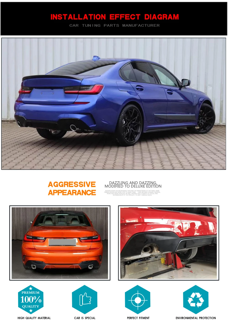 Black Painted Abs New 3 Series G20 Rear Diffuser Lip For Bmw G28 330i ...