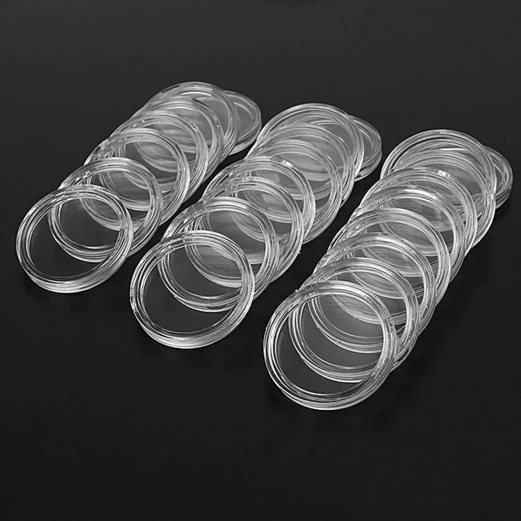 Clear Round Coin Capsules with Foam Inserts - Secure Your Collection
