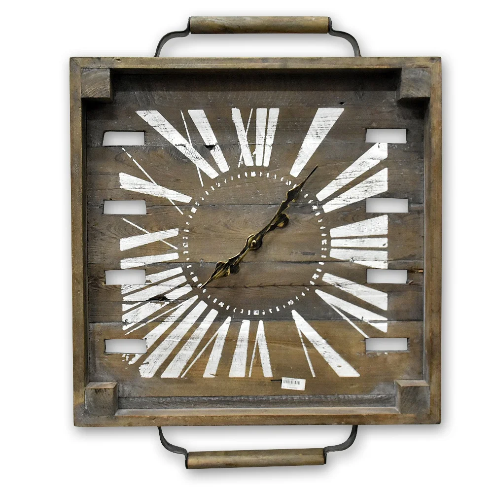 Luckywind Wholesale Retro Square Shape Recycled Wood Frame Wall Clock ...