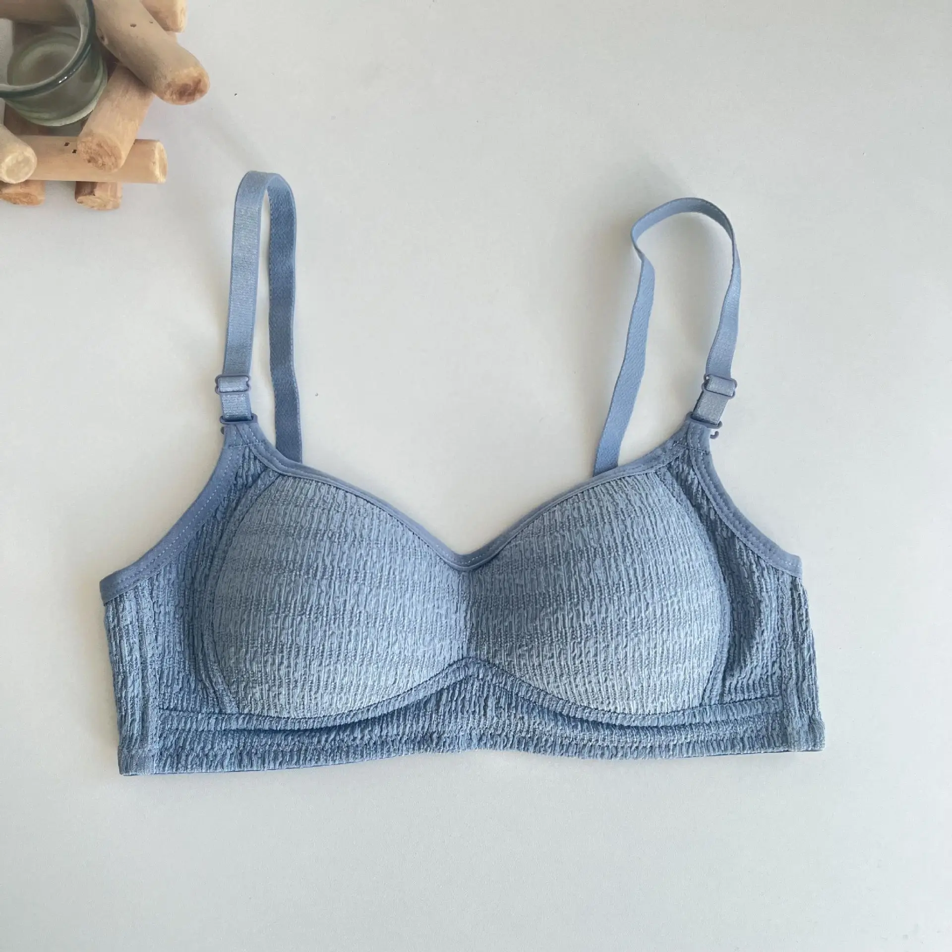 Cute Girl Gathering Student Bra High School Girl Thin Cup Wire Free ...