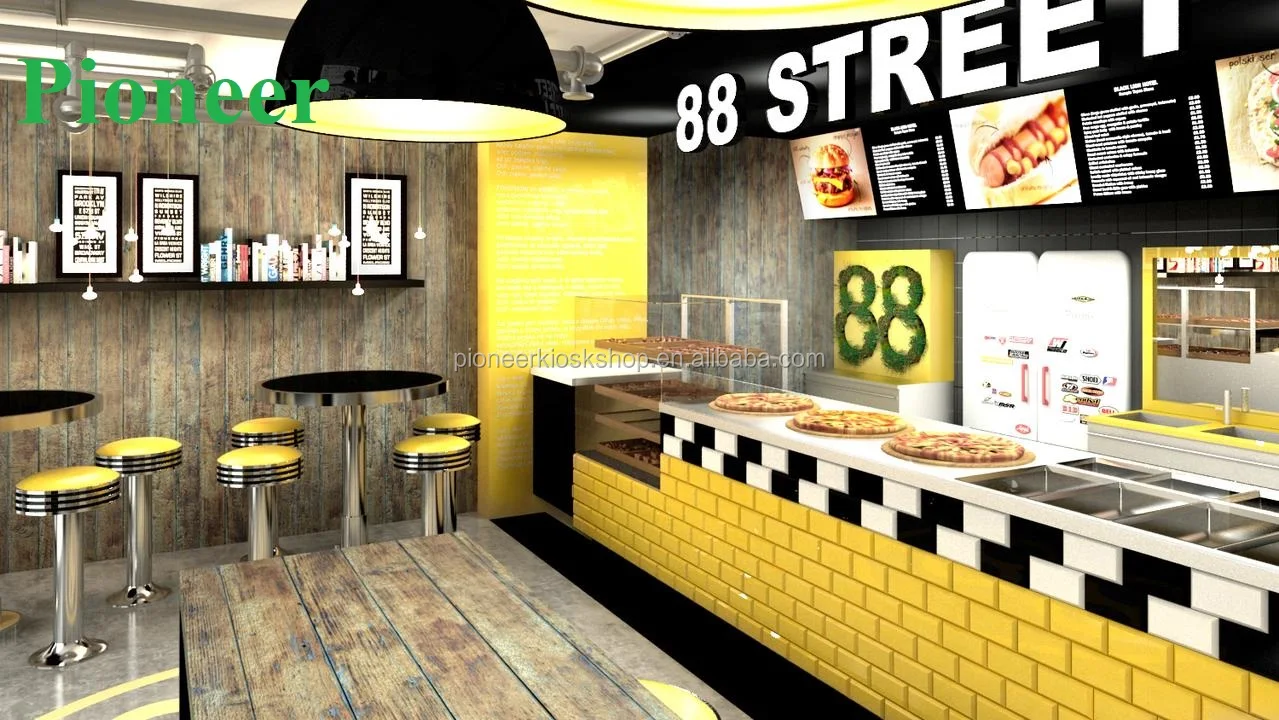 Modern Fast Food Store Design - Bar Counter & Pizza Hamburger Stall