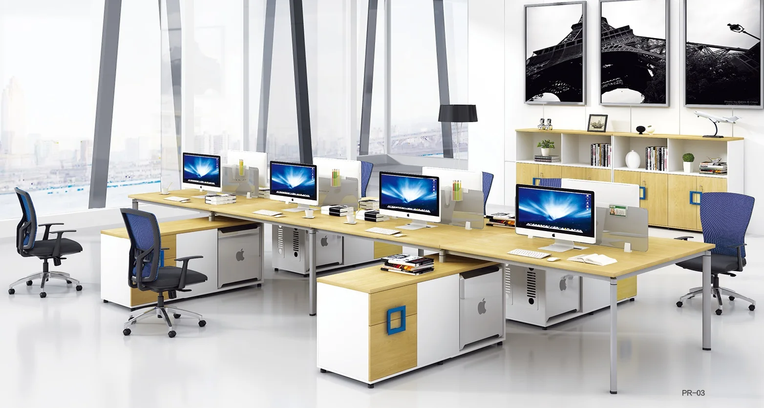 Triangle Office Furniture Modern Open Workstation 120 Degree Desk 3 ...