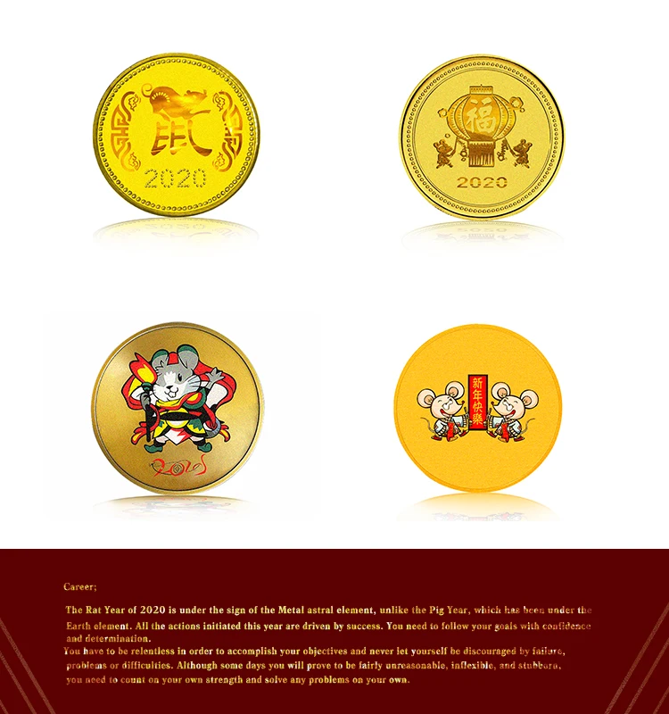 2020 New Design Zodiac Lucky Rat Gold Australian Souvenir Coin Pendant ...
