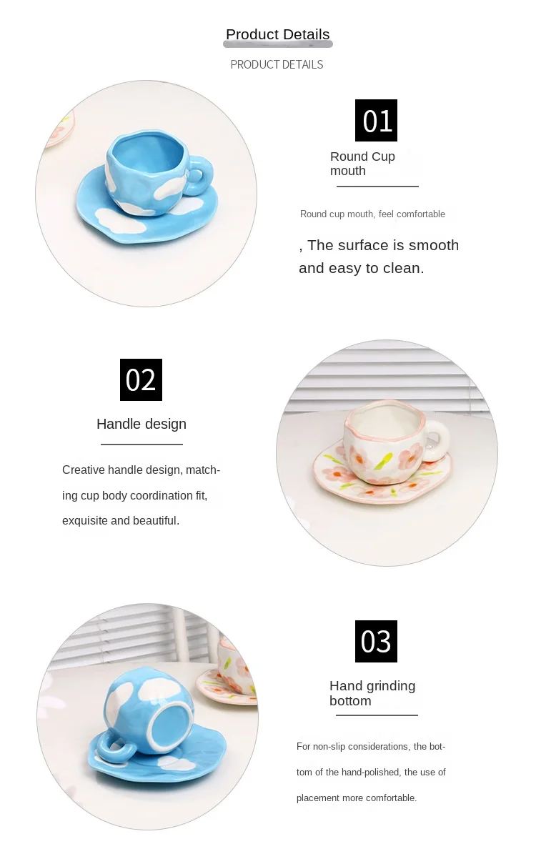 Hand-Painted Cartoon Mesh Tulip Floret Blue Sky White Clouds Underglaze ...