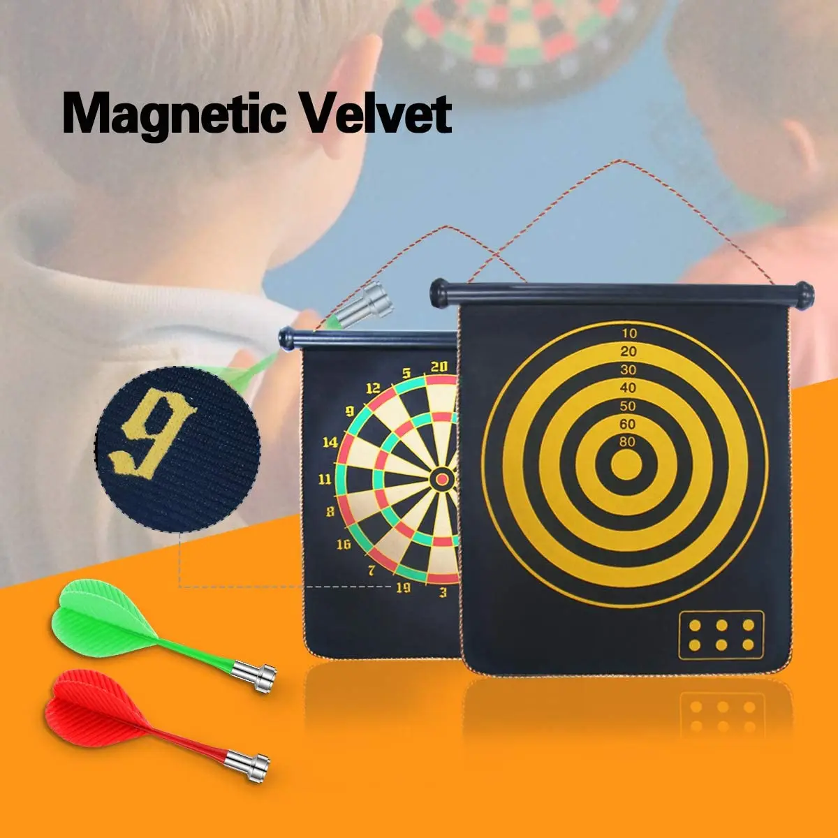 Magnetic Dart Board For Kids,Two Sided Magnet Hang Wall Rubber Bullseye ...