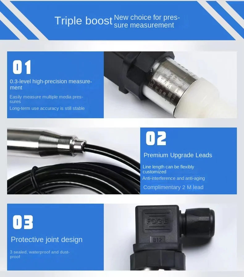 High Precision Digital Display Hydraulic Oil Pressure Sensor Diffusion Silicon 4-20mA High ...