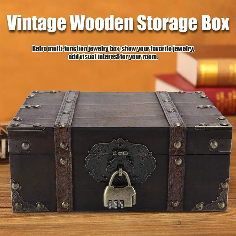 Wooden Boxes With Lock - Pirate Treasure Chest with Iron Code Lock ...