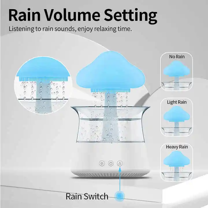 Raining Cloud Lamp Mushroom Water Diffuser Night Light Aroma Essential ...