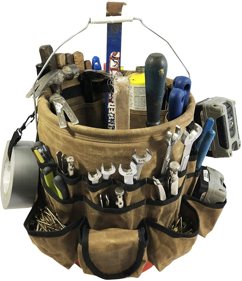 Waxed Canvas Tool Organizer Bucket Tool Bag - Buy Premium Quality ...