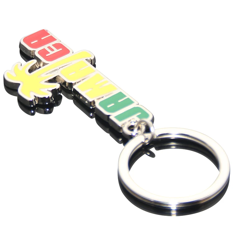 Enamel Jamaica Tourist Sandbeach Souvenirs Key Ring Coconut Tree Palm ...