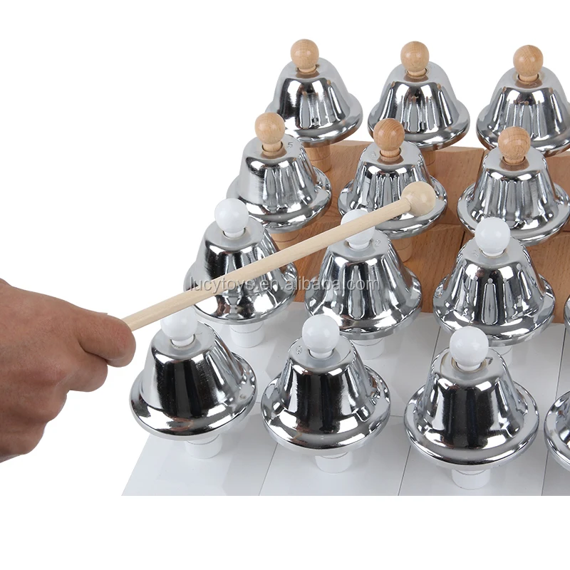 Montessori Toys Wooden Desk Bells Set 8 Notes Diatonic Metal Hand Bells ...
