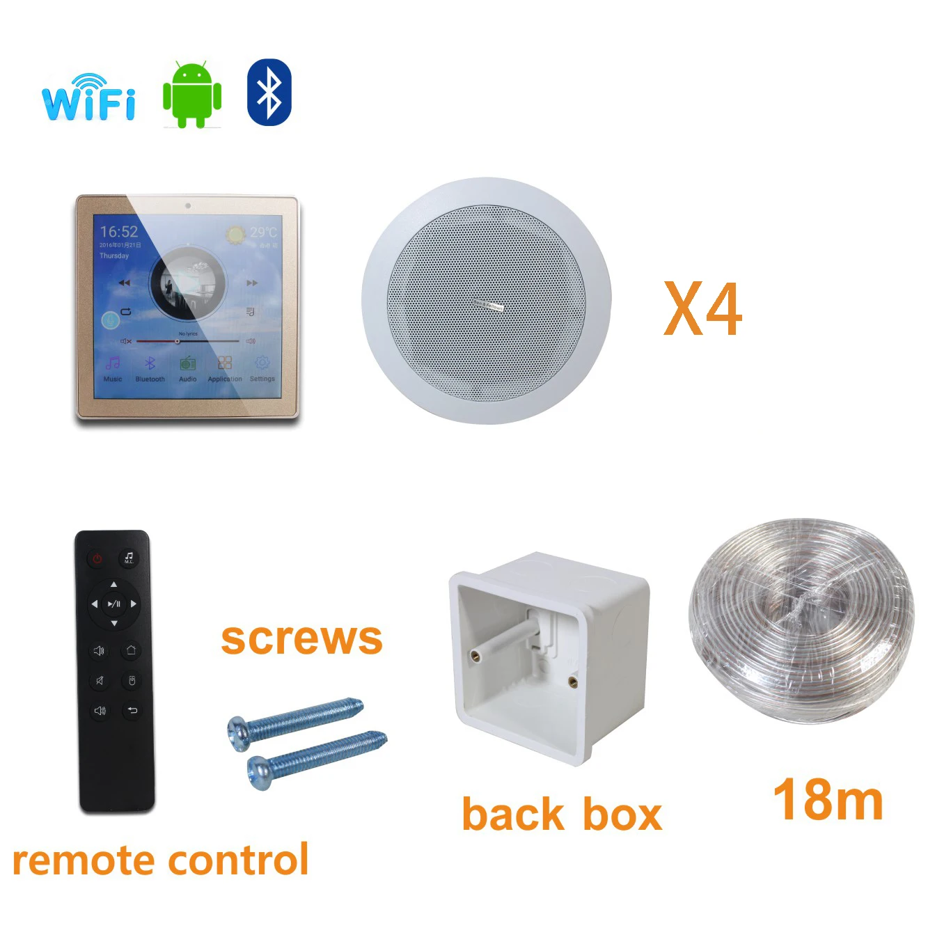 In Wall Display Android Touch Screen 2*25w Mini Digital Amplifier With ...