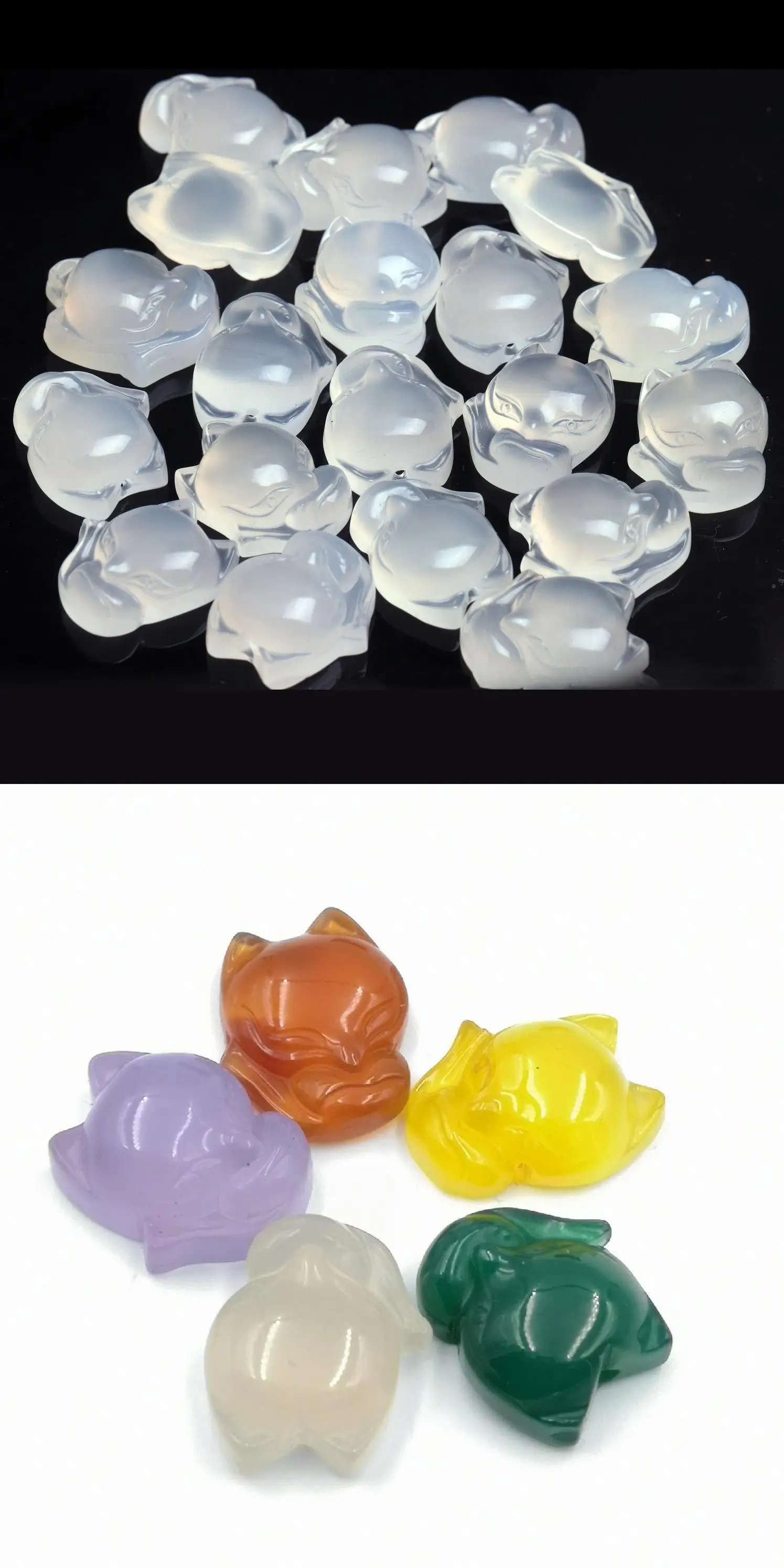 2026 Chakra Crystals Agate fox Animal Pendant Necklace Color Crystal ...