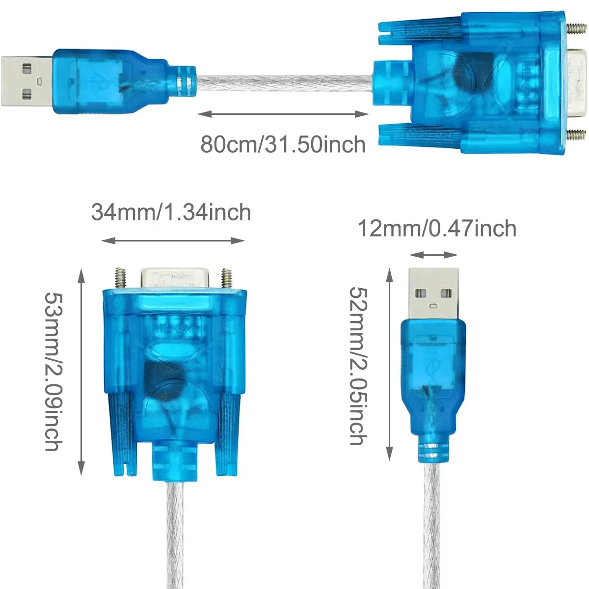USB to Serial RS232 DB9 Adapter, USB 2.0 to Serial Cable 9 Pin Male ...