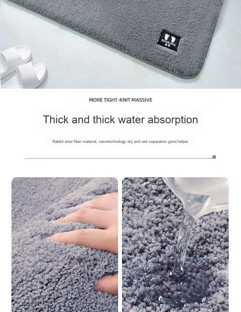 Modern Thick Plush Bathroom Entrance Mat Machine Washable Non-Slip and ...