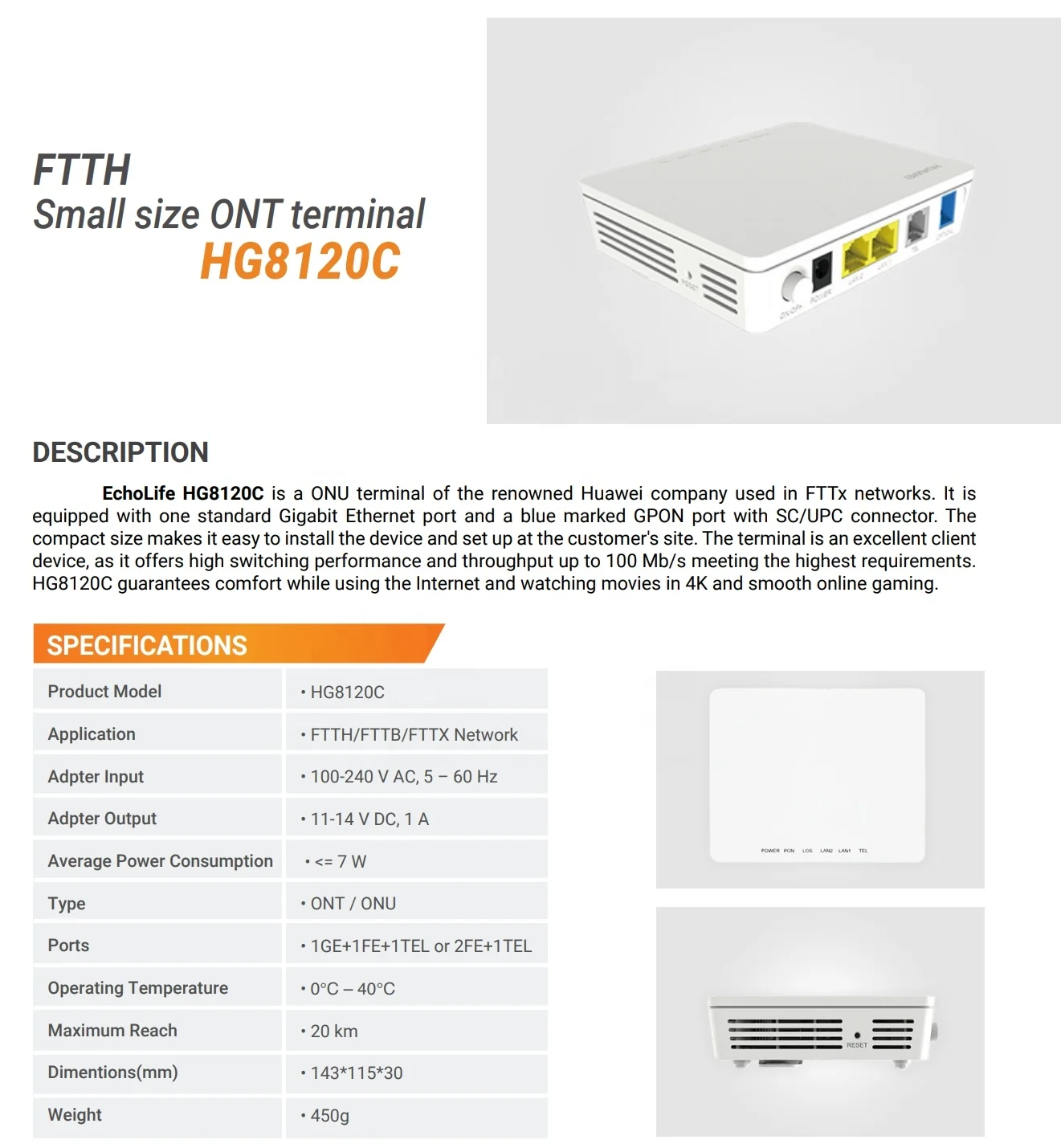 FTTH 2FE+1TEL ONU/ONT HG8120C with WiFi English Version GEpon ONU ...