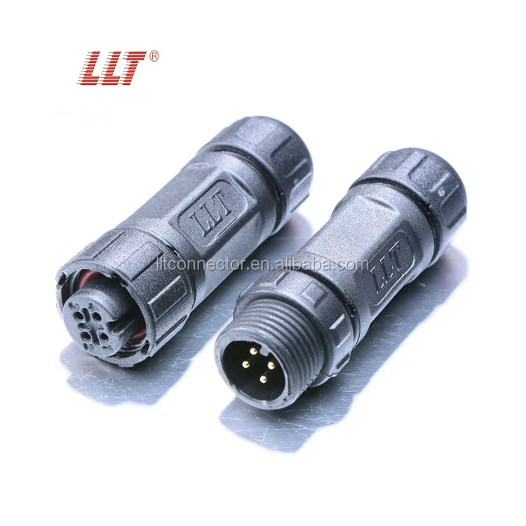 Mini conector LLT M12, 4 pines, macho a hembra, conector hermético ...