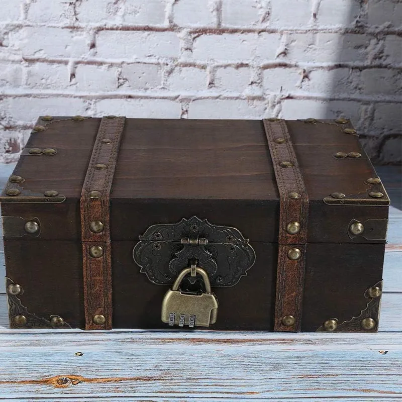 Wooden Boxes With Lock - Pirate Treasure Chest with Iron Code Lock ...