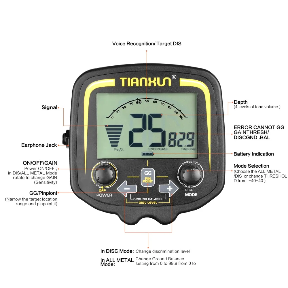 Tianxun TX-850 Professional Metal Detector for Gold Prospecting