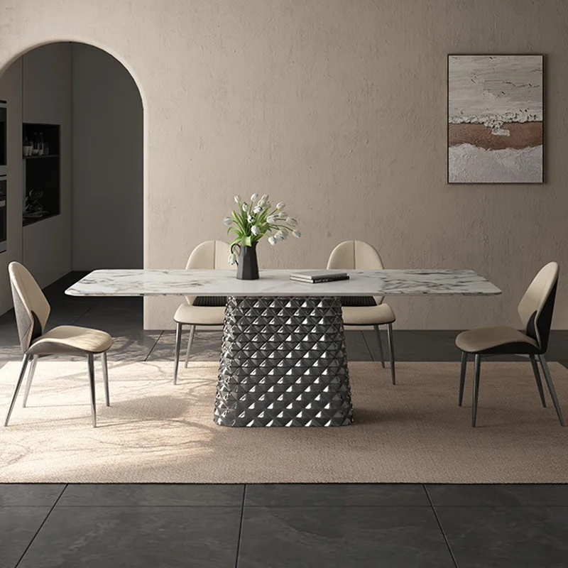 Italian Light Luxury Rock Plate Dining Table Rectangular Villa ...