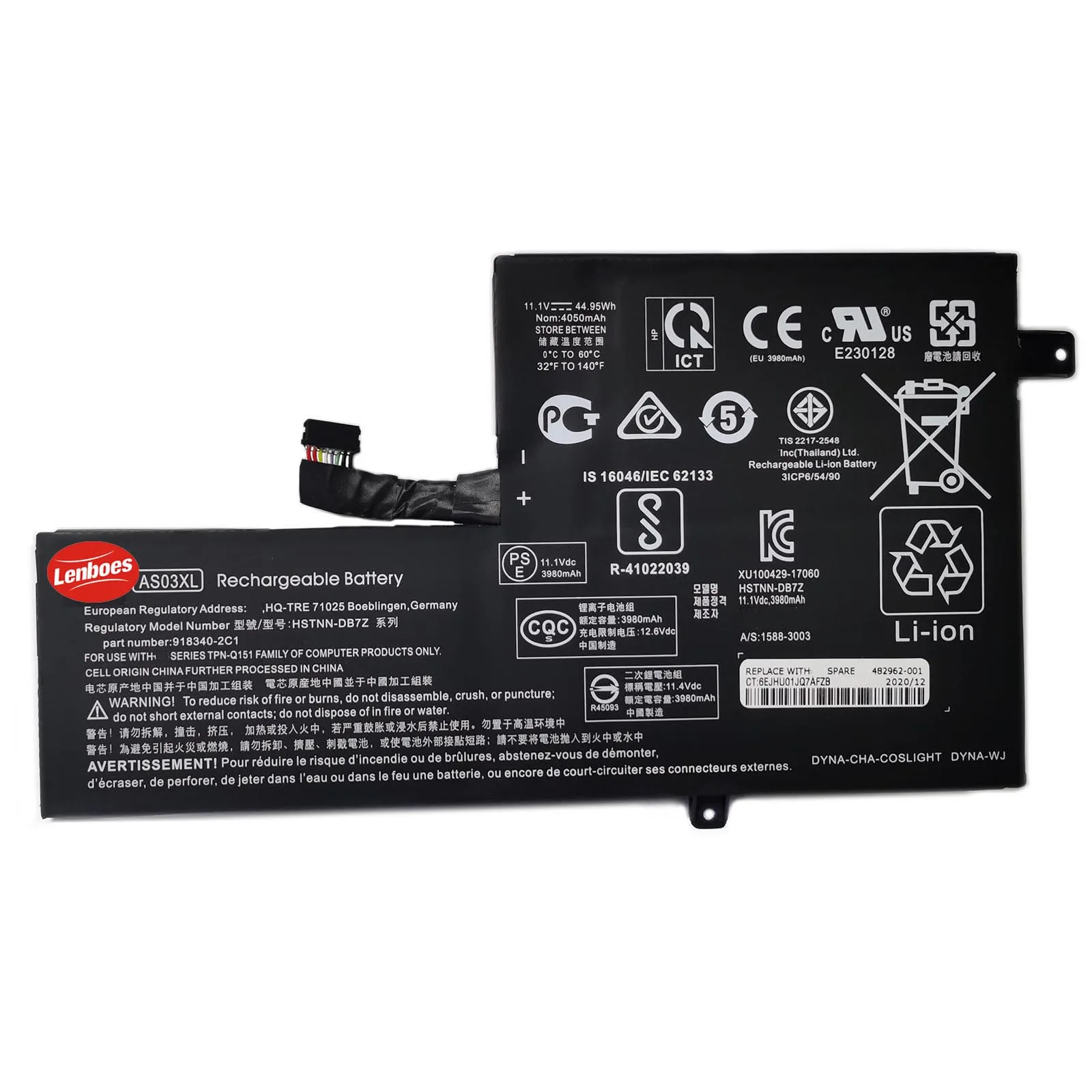 As03xl 11.1v 44.95wh 4050mah Laptop Battery Replacement For Hp ...