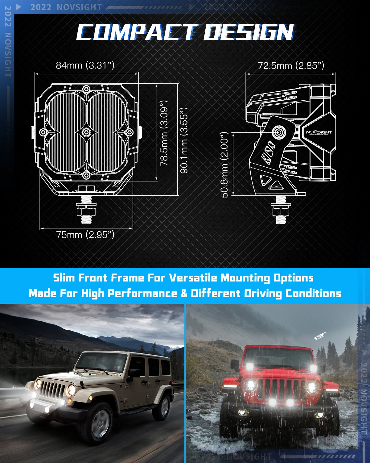 NOVSIGHT 3inch 4X4 20W Led Pods Flood Spot Fog LED Work Light for ...