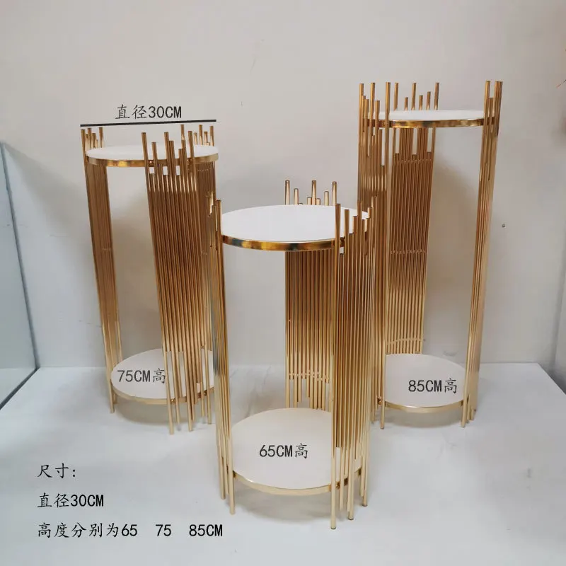 Gold Round Metal Plinths - Elegant Wedding Backdrop Stands
